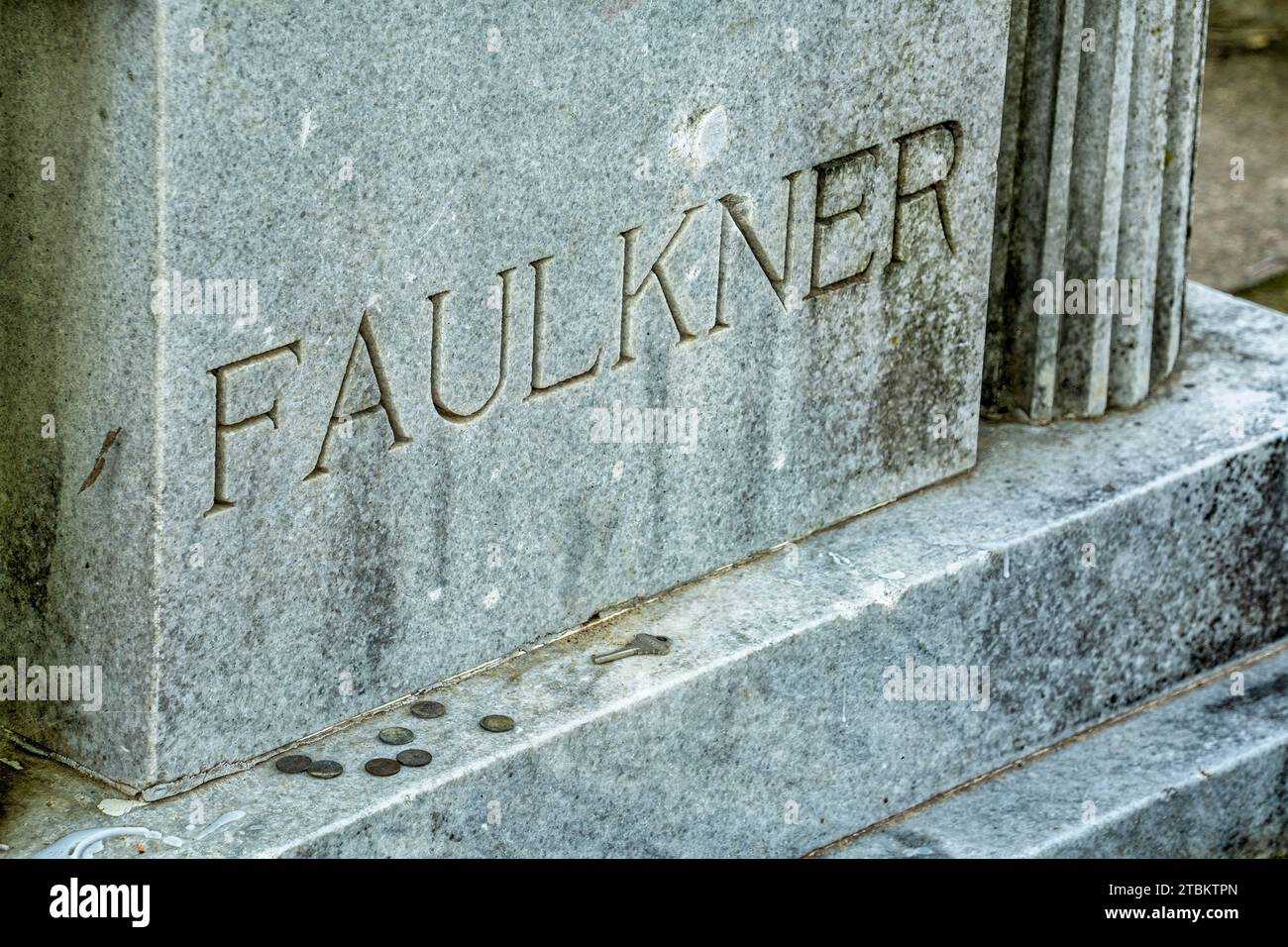 Faulkner engraved headstone by the grave of William Faulkner, one of ...