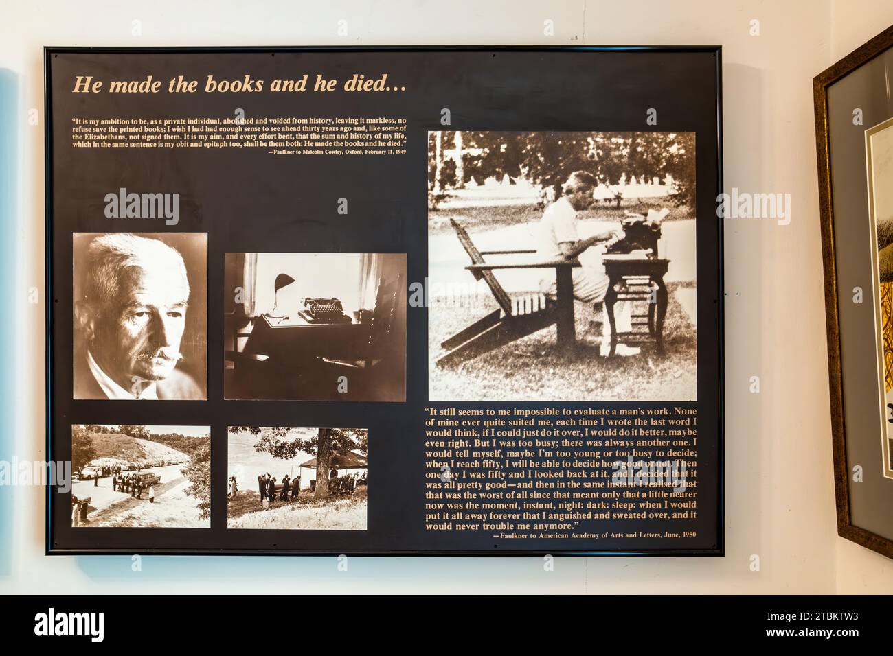 Display of quotes and photos in Rowan Oak, the home of William Faulkner ...
