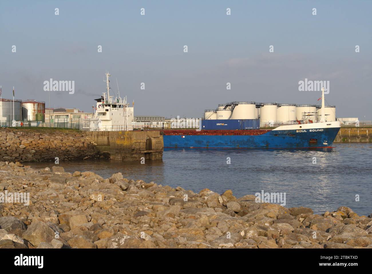 Small Cargo vessel Soul Sound leaving Cardiff Docks Wales UK Coastal ...