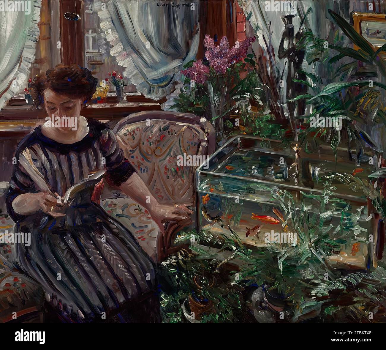 Lady at the goldfish tank, 1911. The painting depicts Corinth’s wife ...