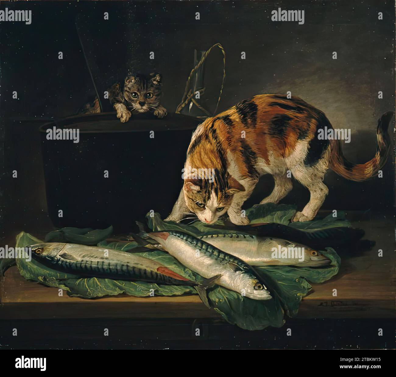 Cats and fish, 1781 Stock Photo - Alamy