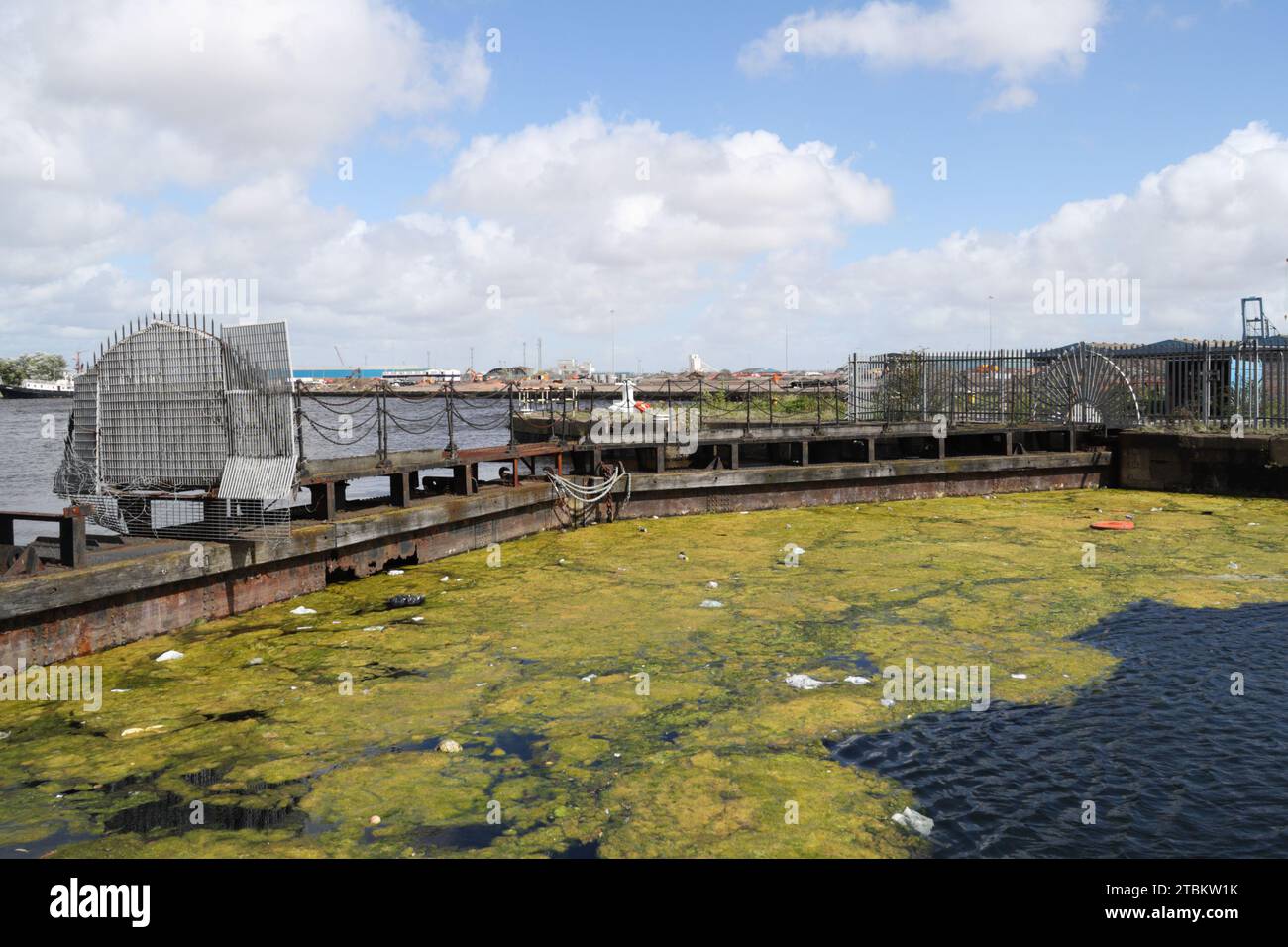 The disused old lock gates from Roath Basin Cardiff docks Wales UK to ...