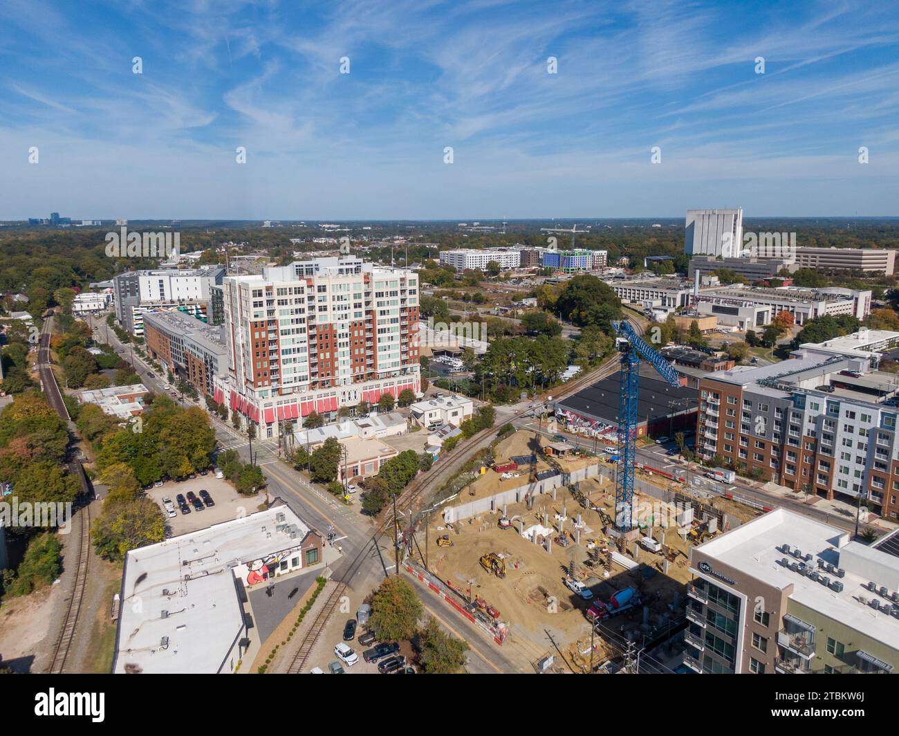 Drone images of downtown raleigh skyline and construction Stock Photo ...