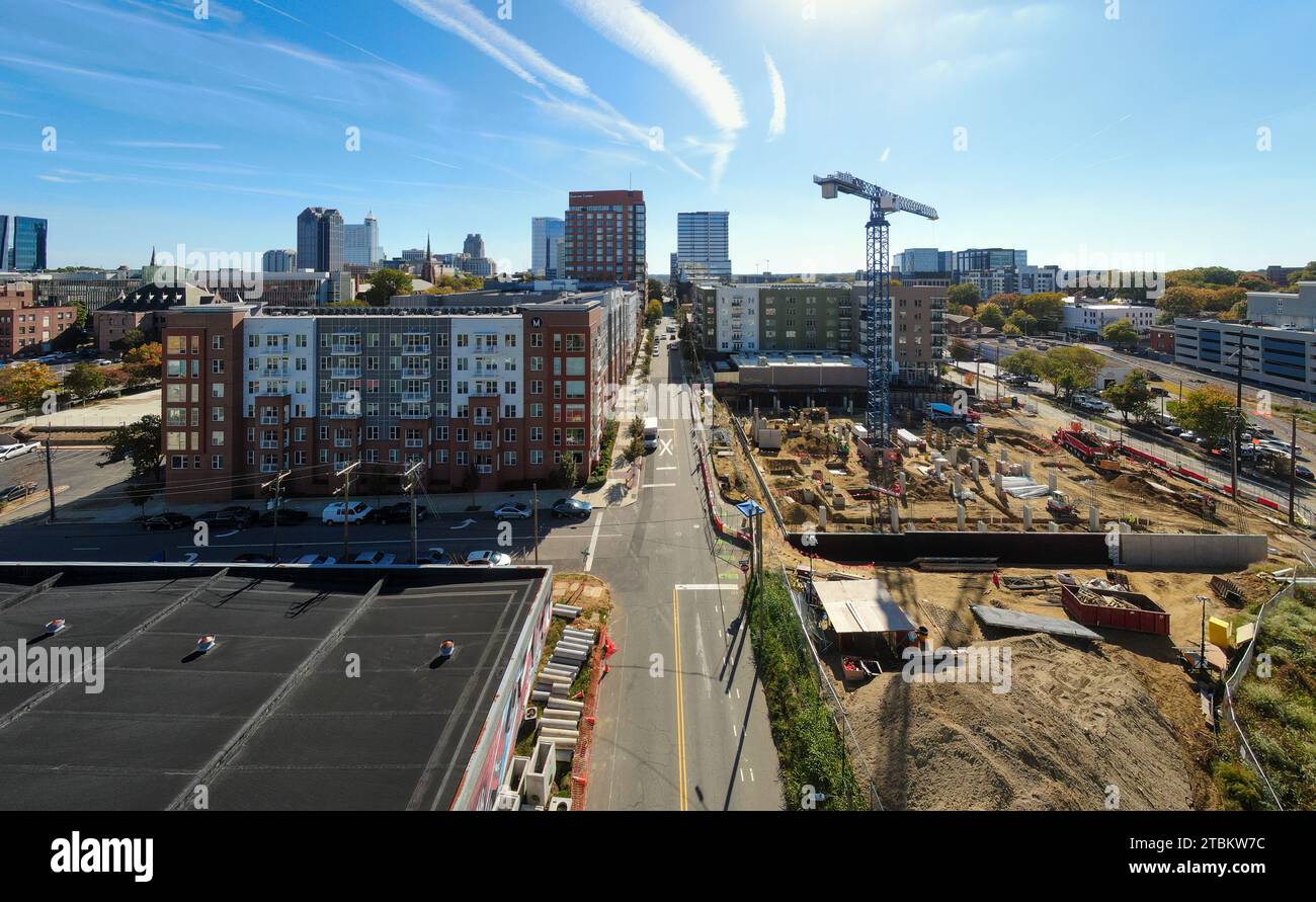 Drone images of downtown raleigh skyline and construction Stock Photo ...