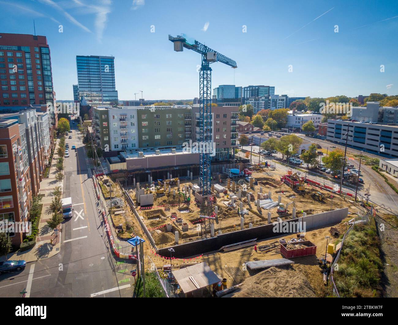 Drone images of downtown raleigh skyline and construction Stock Photo ...