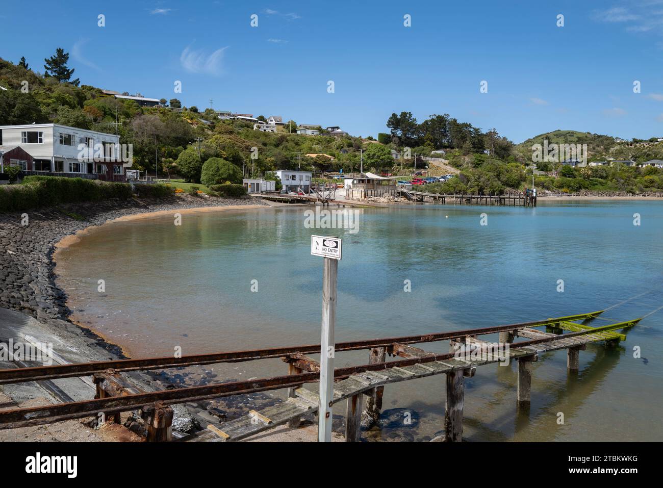 Road trip around the South Island of New Zealand. Moeraki BVillage ...