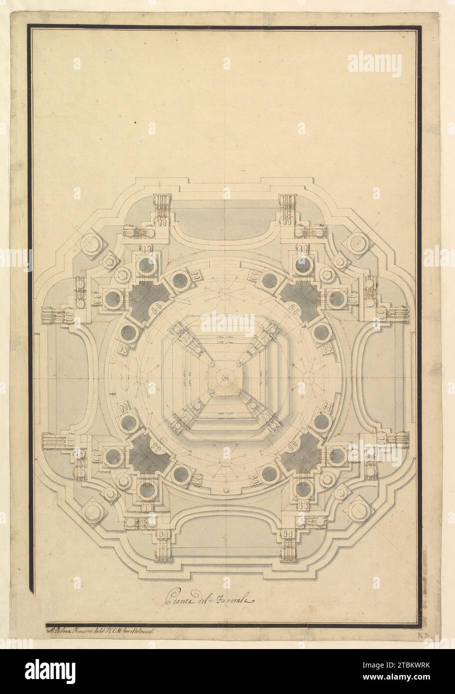 Ground Plan for the Catafalque for Louis XIV (d. 1715) 1972 by Giuseppe ...