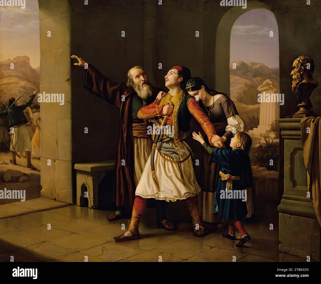 A Greek warrior says goodbye, 1847 Stock Photo - Alamy