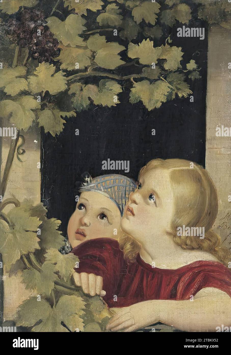 Two children at the window, 1840 Stock Photo - Alamy