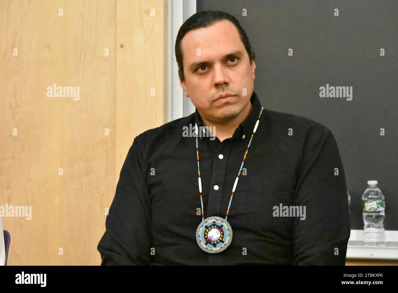 New Brunswick, New Jersey, USA. 7th Dec, 2023. Nick Estes speaks at the ...