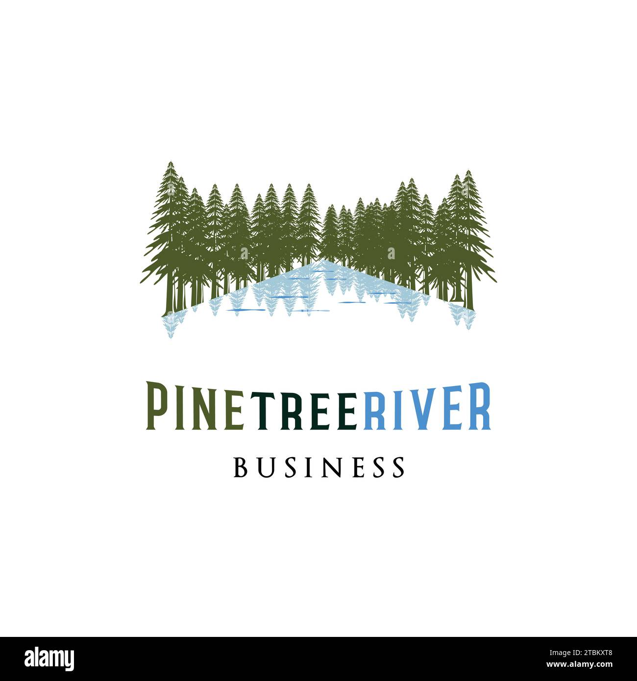 Pine Tree with River Icon Logo Design Template Stock Vector Image & Art ...