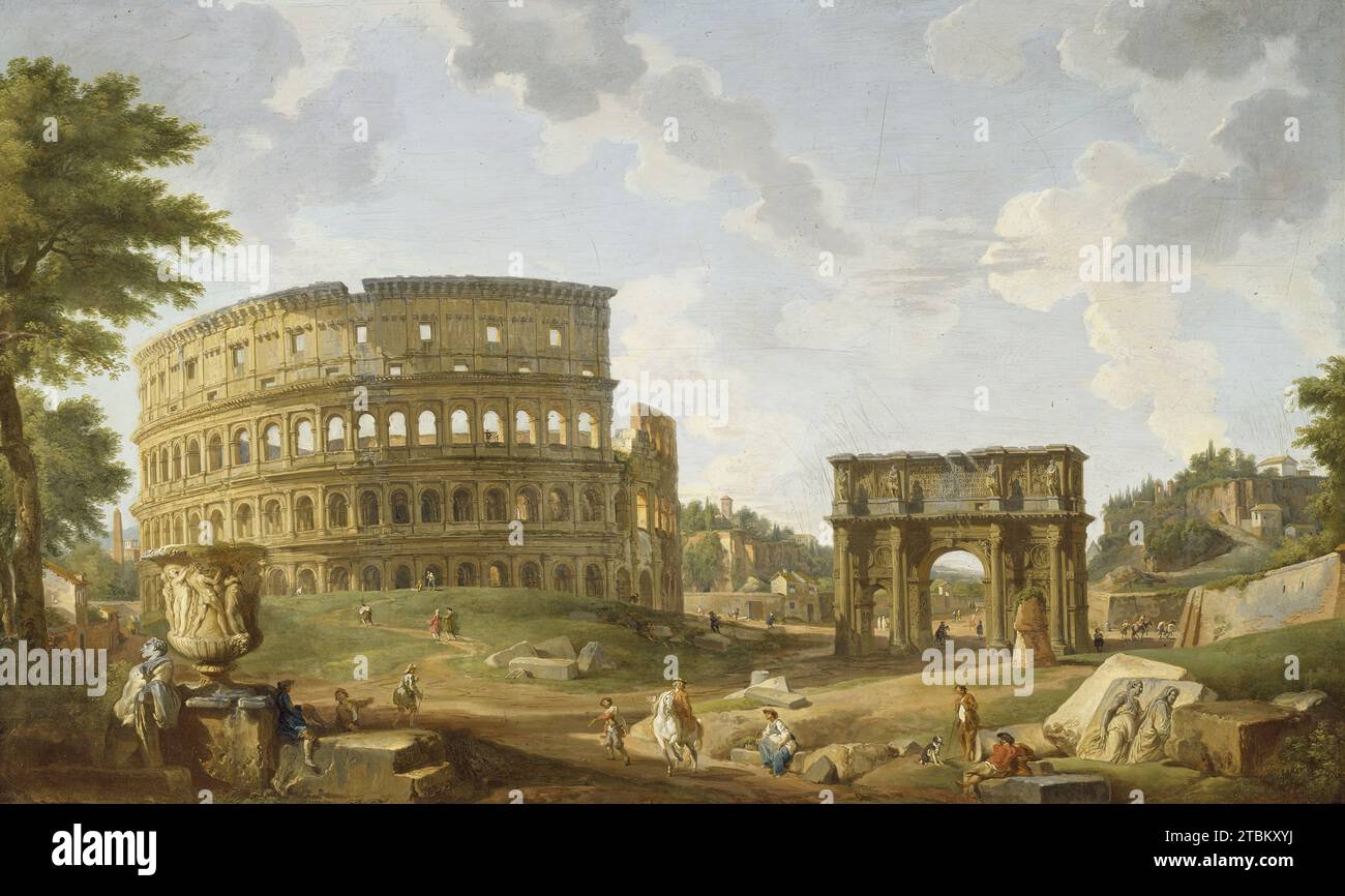 View of the Colosseum, 1747. This view of the Colosseum and the Arch of ...