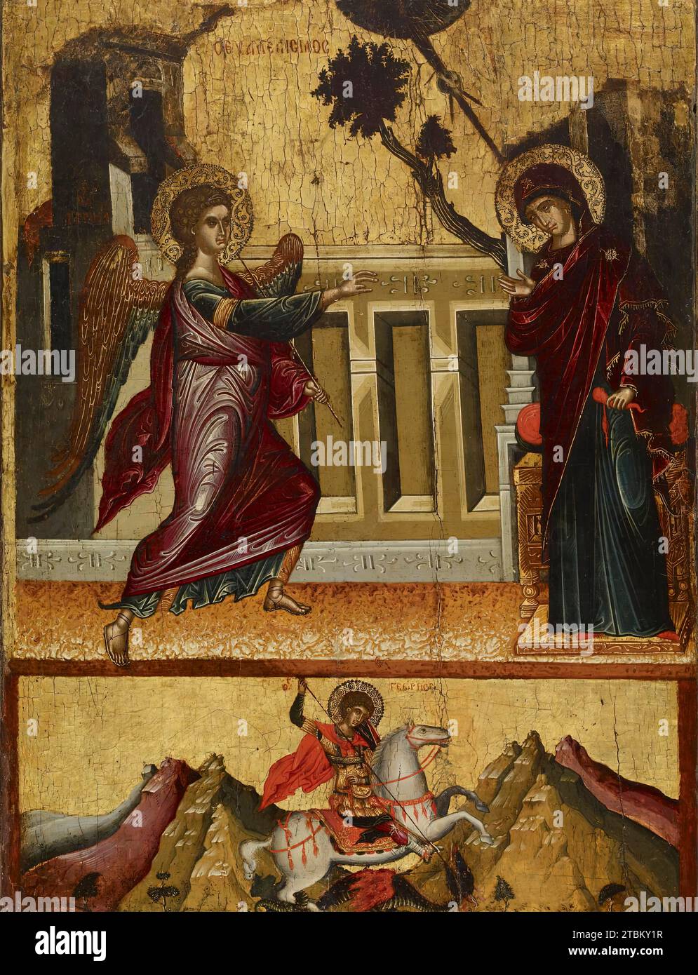 Annunciation, Saint George Killing the Dragon, late 15th century Stock ...