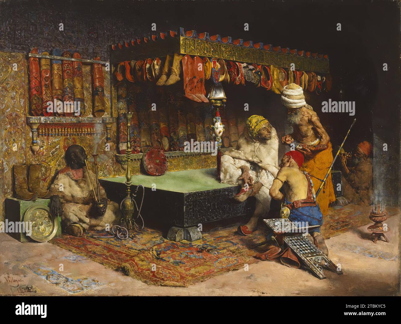 The Slipper Merchant, 1872. In the dimly lit, richly coloured interior ...