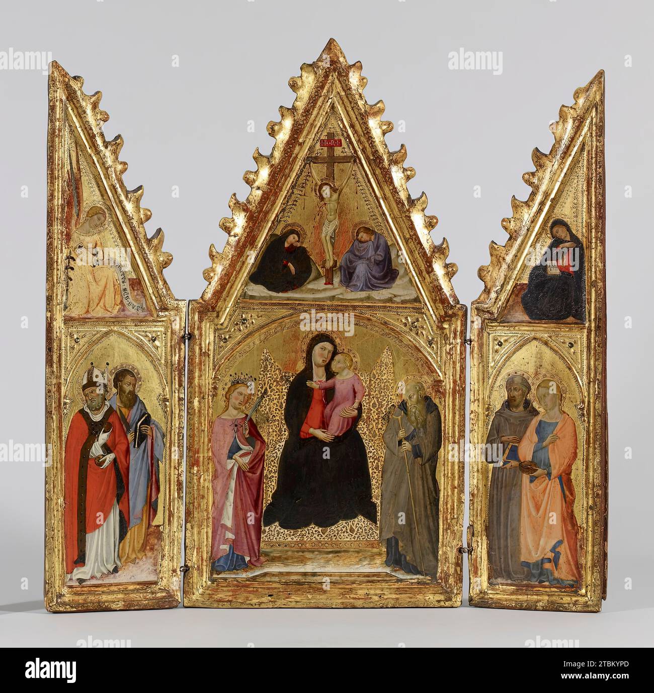 Madonna and Child Enthroned with Saints, c1380-1400. Folding triptychs like this were used for ...