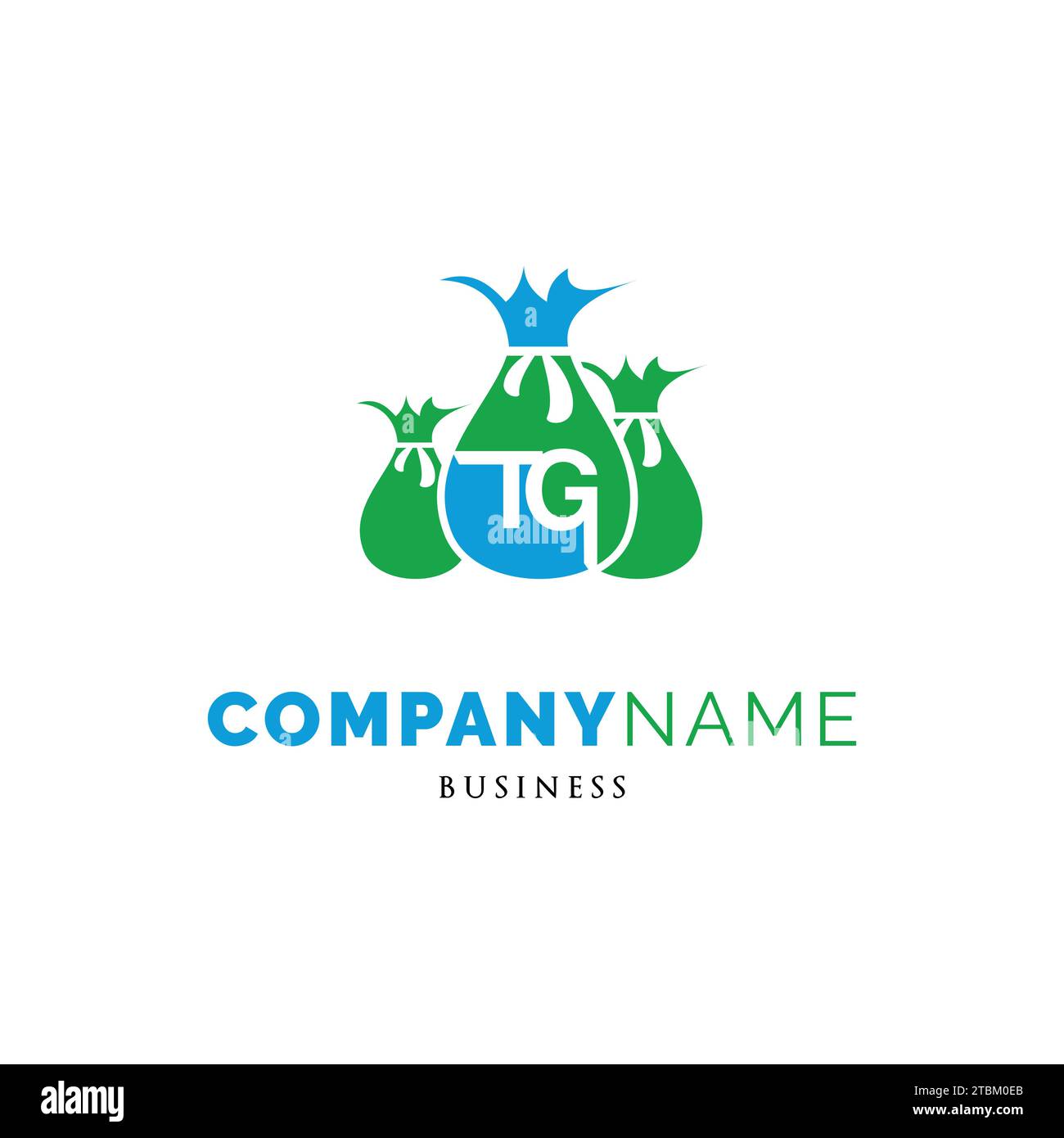Initial Letter TG Trash Sack Icon Logo Design Template Stock Vector ...