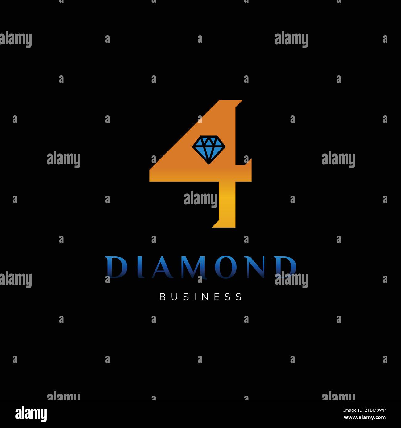 Initial Letter Number Four or Number 4 Diamond Icon Logo Design ...