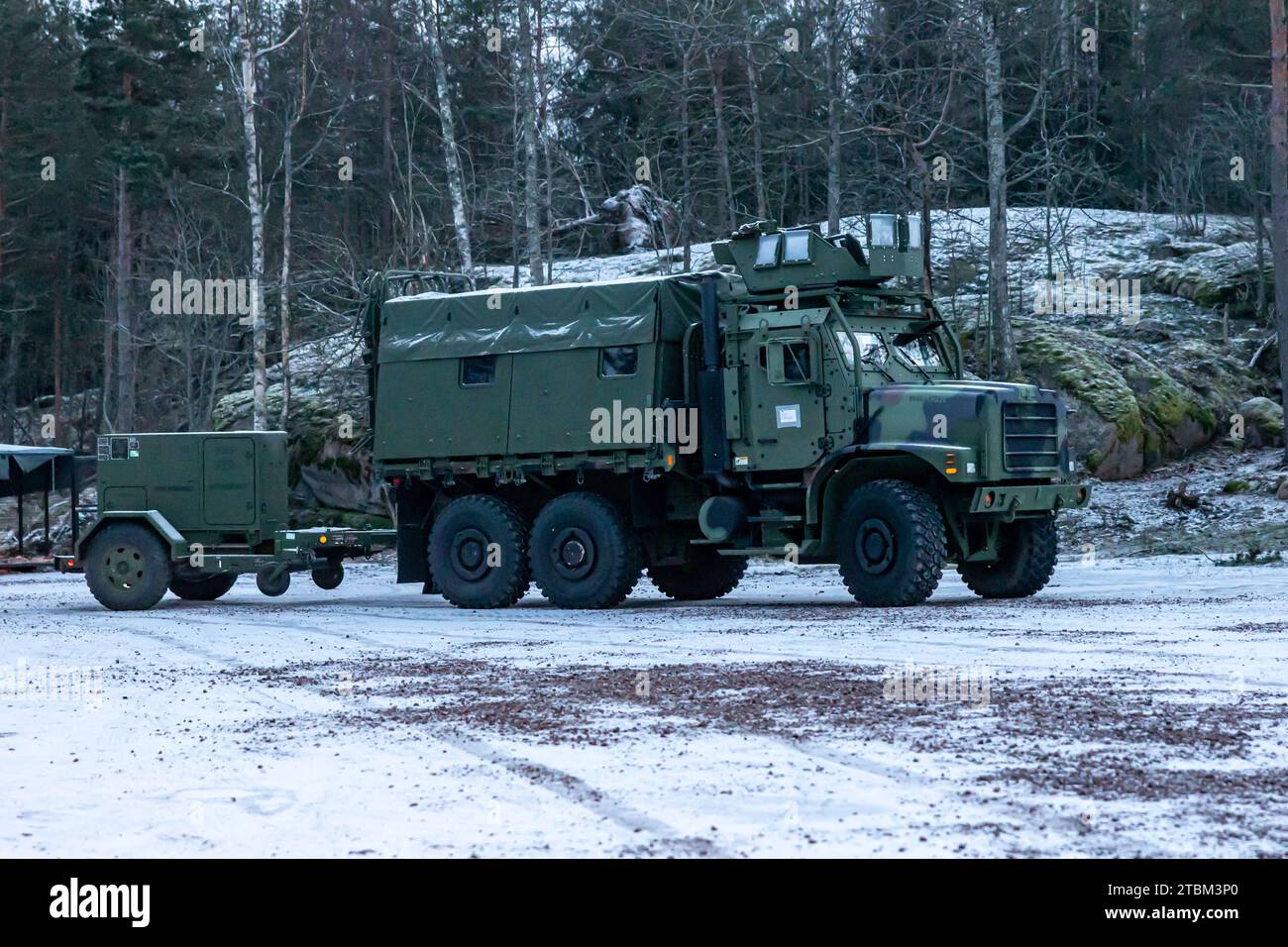 A U.S. Marine Corps Medium Tactical Vehicle Replacement is used to ...
