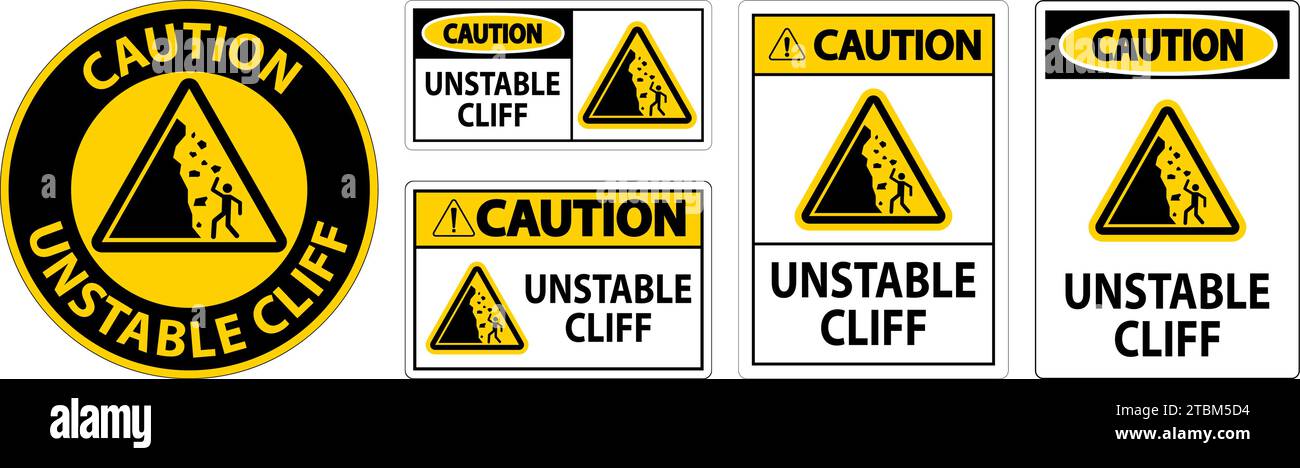Water Safety Sign, Caution - Unstable Cliff Stock Vector Image & Art ...