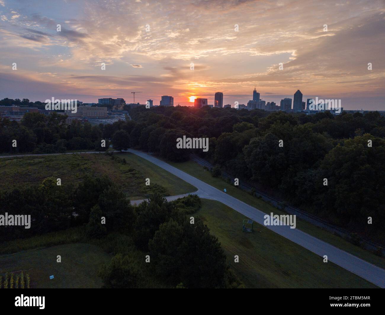 Drone Photos of Sunrise Over The Raleigh NC Sunflower Fields Stock ...