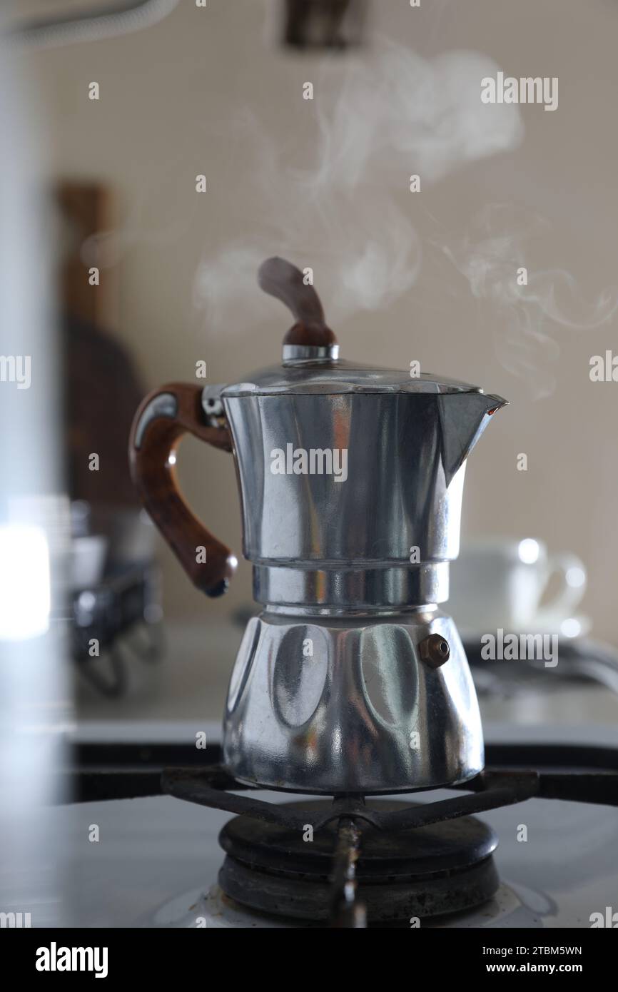 Brewing coffee in moka pot hi-res stock photography and images - Alamy