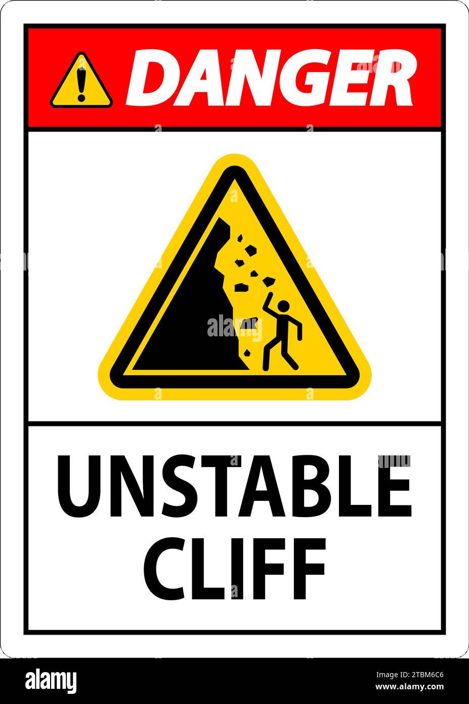 Water Safety Sign, Danger - Unstable Cliff Stock Vector Image & Art - Alamy
