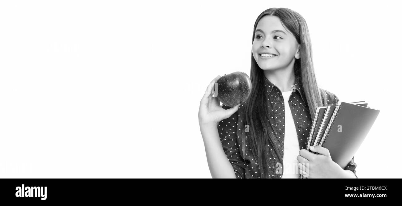happy teenager student. high school education. schoolgirl with copybook ...