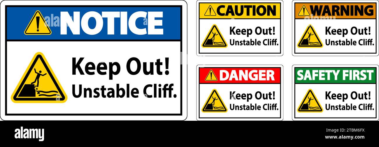 Warning Sign, Keep Out Unstable Cliff Stock Vector Image & Art - Alamy