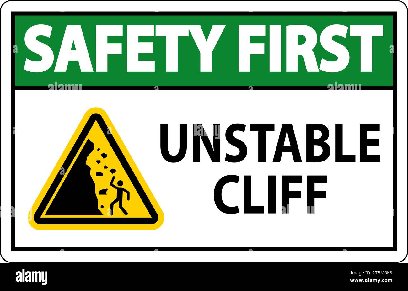 Water Safety Sign, Danger - Unstable Cliff Stock Vector Image & Art - Alamy