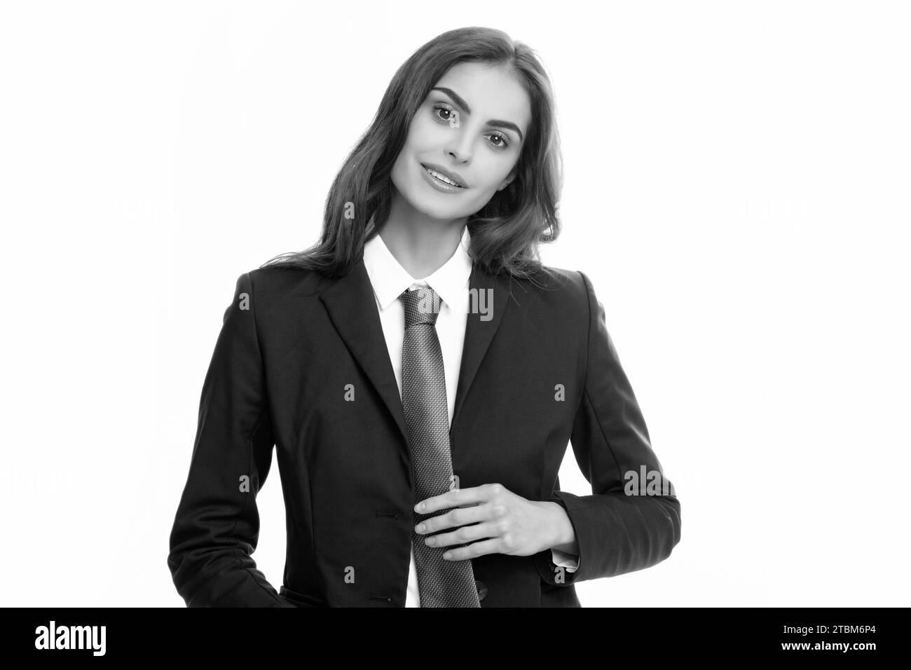 Business woman in suit and tie. Confident female entrepreneur ...