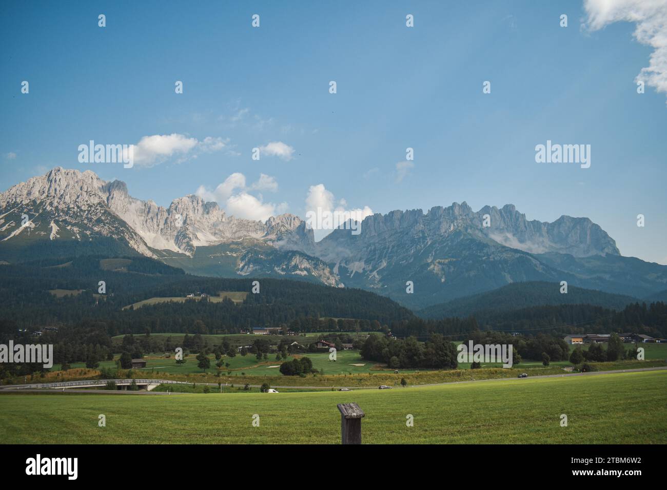 Panorama, View of the Wilder Kaiser, Wilder Kaiser, Ellmau, Tyrol ...