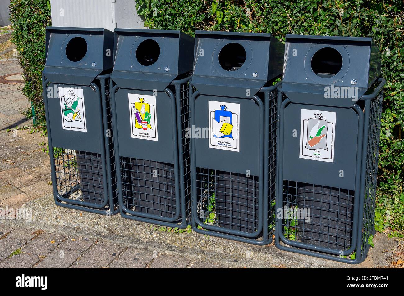 Waste bin for waste separation, Unteruhldingen, Baden-Wuerttemberg ...