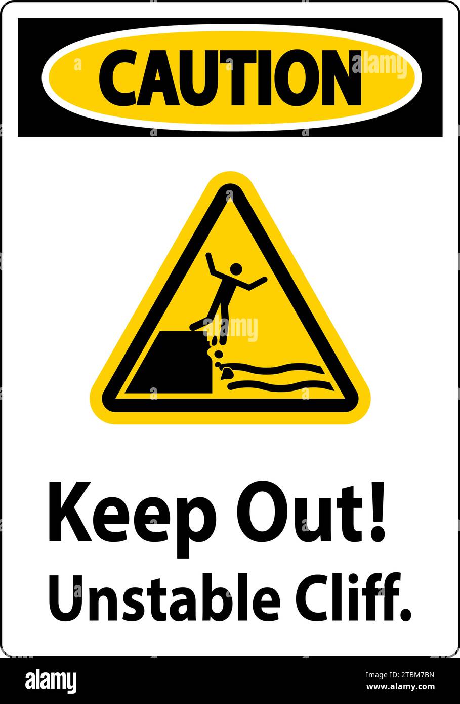 Caution Sign, Keep Out Unstable Cliff Stock Vector Image & Art - Alamy