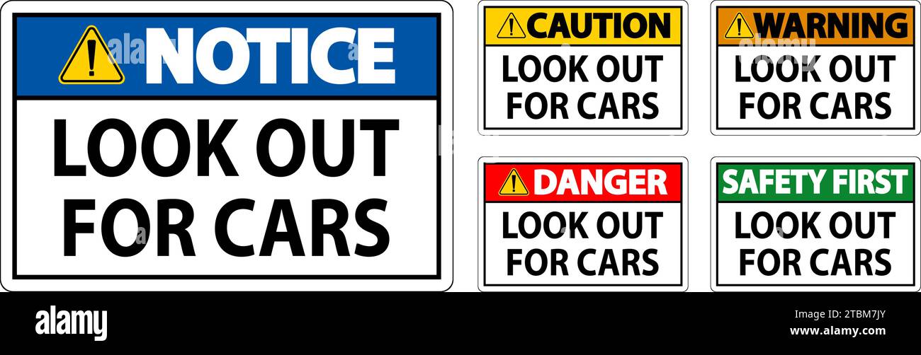 Danger Sign Look Out for Cars Stock Vector Image & Art - Alamy