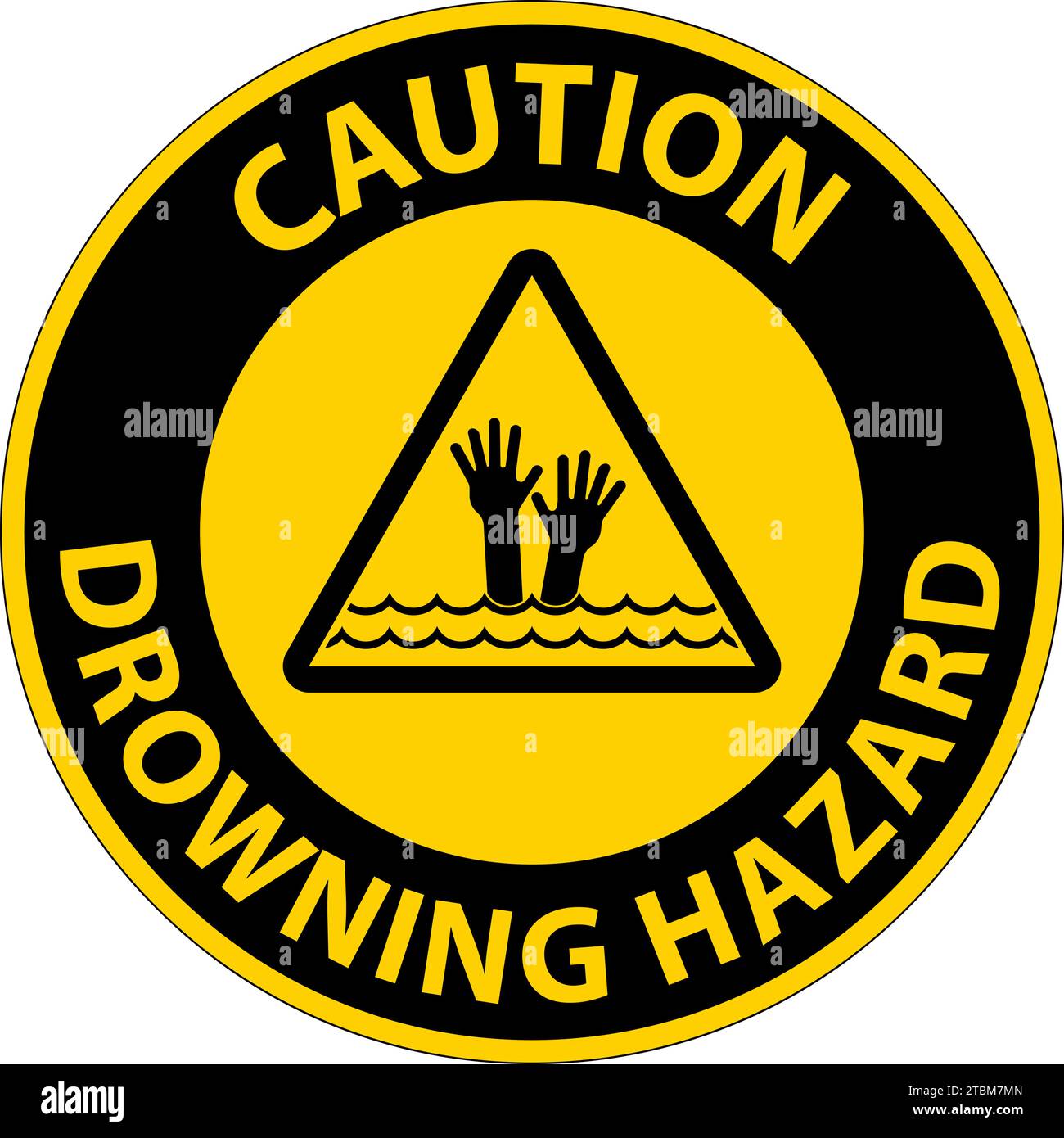 Beach Safety Sign Caution - Drowning Hazard Stock Vector Image & Art ...