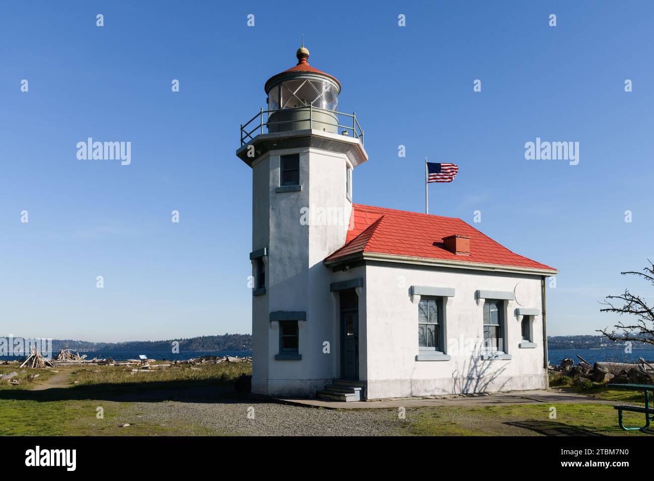 Maury Island, WA, USA - October 30, 2023; Point Robinson Lighthouse on ...