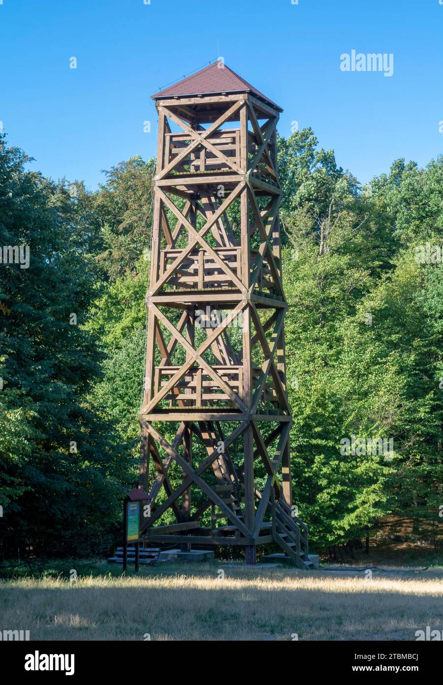 Wooden Lookout Tower below Kamzik Hill in the summer. Kramare ...