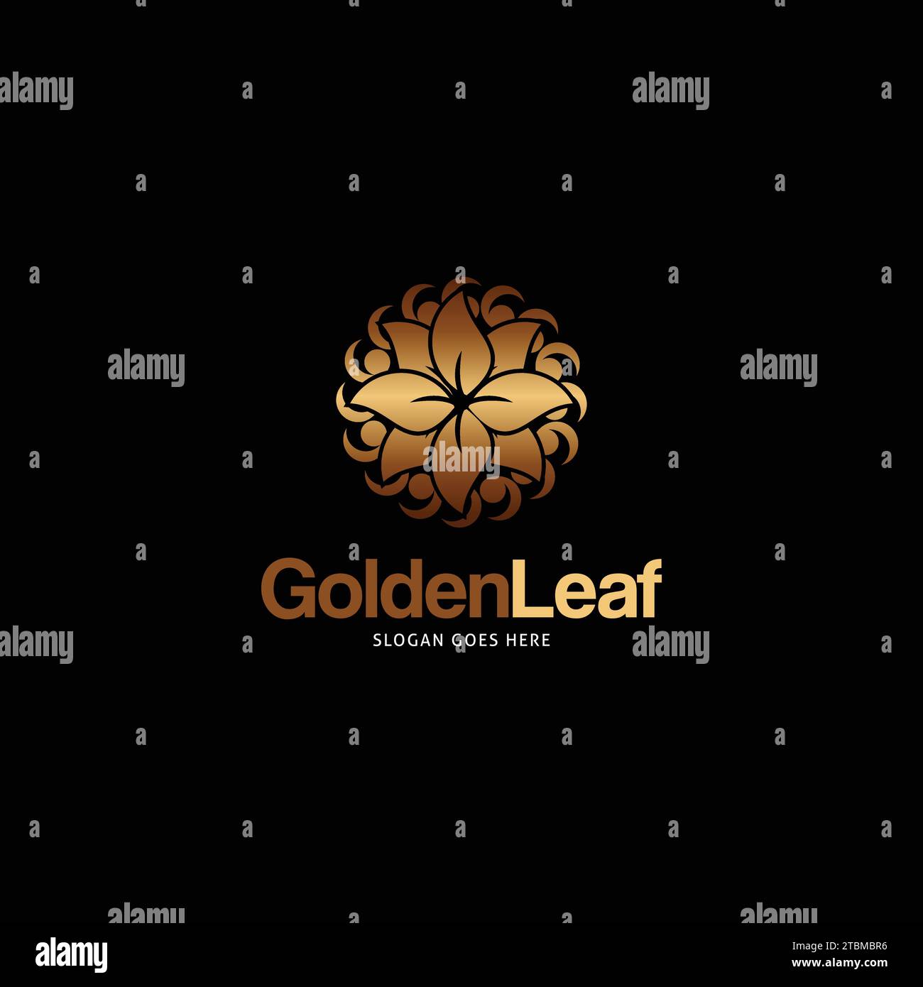 Golden Leaf Logo Design Template Vector Icon Illustration Stock Vector ...