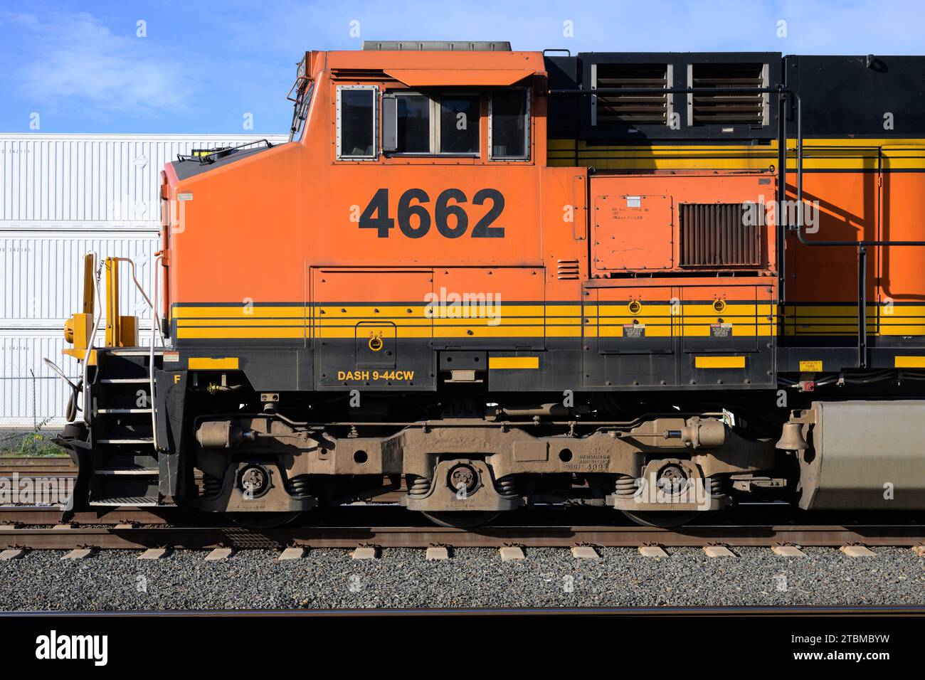 Everett WA, USA - November 8, 2023; Cab of BNSF freight locomotivre in ...