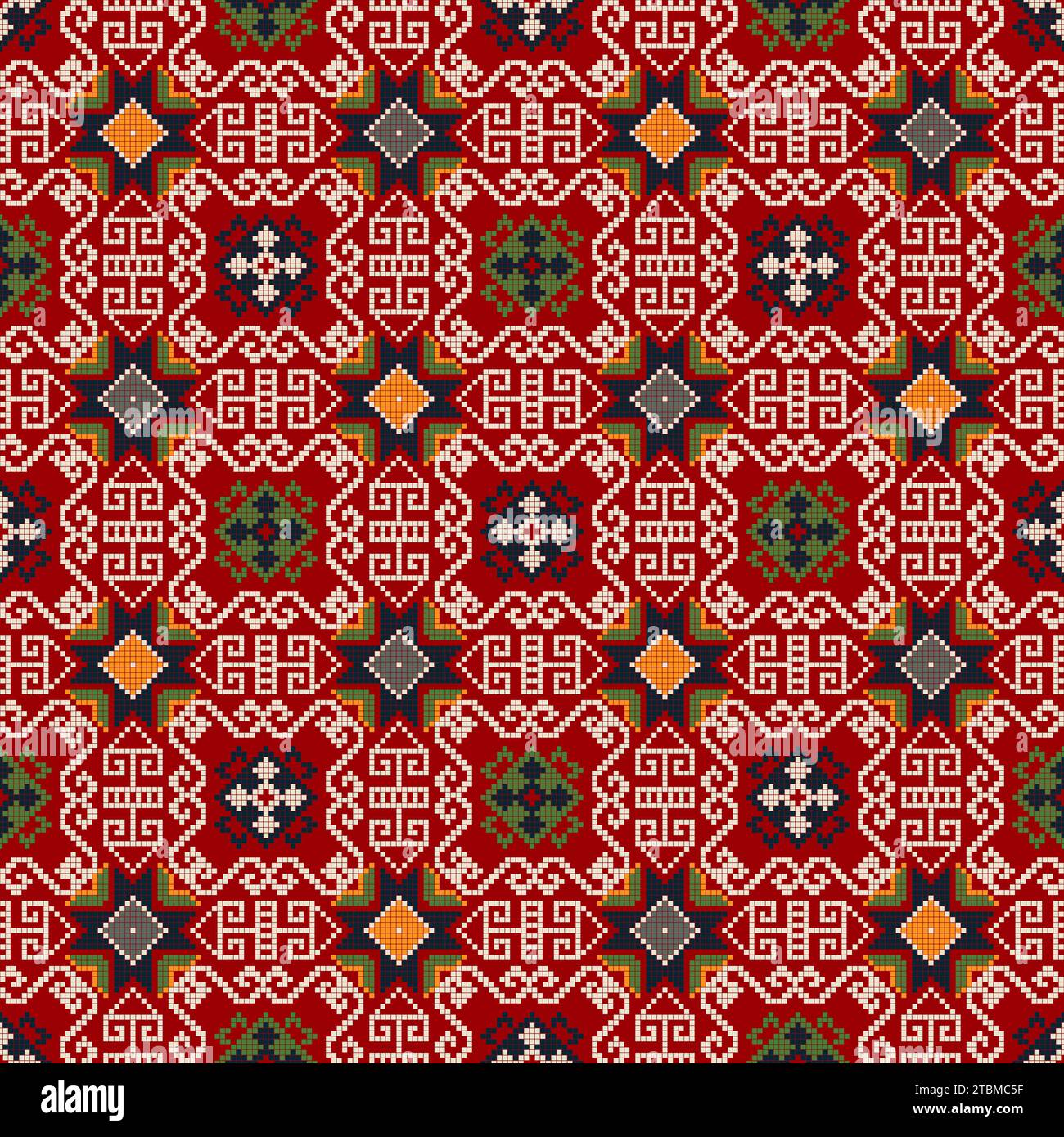 Traditional Georgian folk art embroidery vector pattern Stock Photo - Alamy