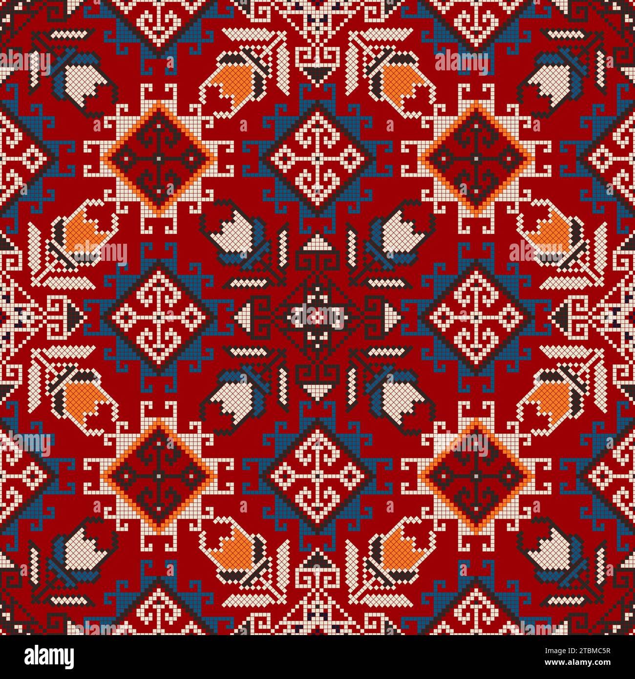 Traditional Georgian folk art embroidery vector pattern Stock Photo - Alamy