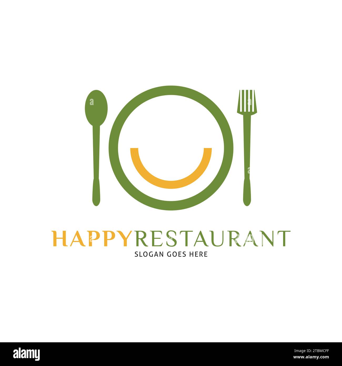 Happy fork and knife logo Cut Out Stock Images & Pictures - Alamy