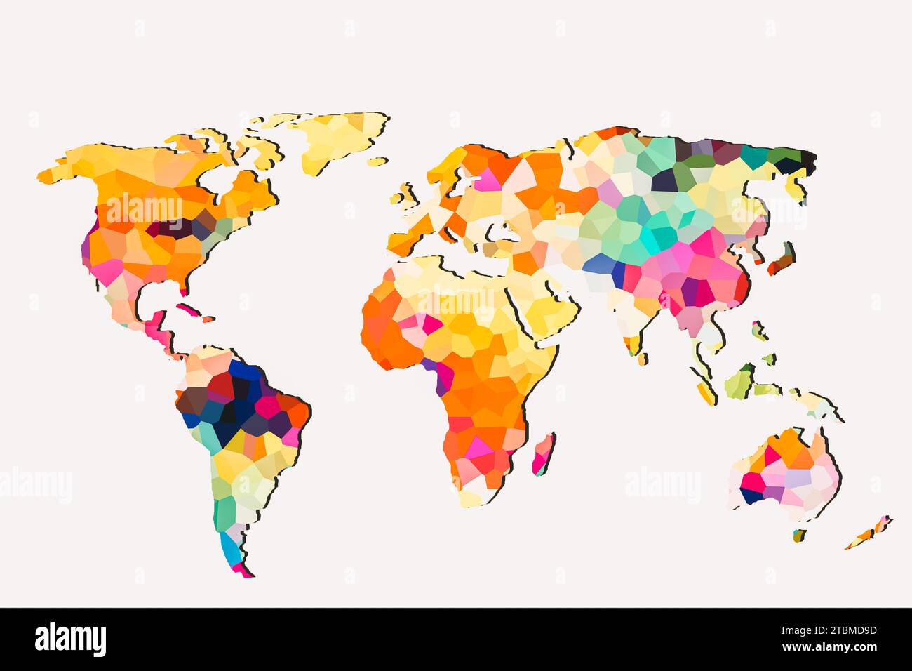 Roughly outlined world map with a colorful background patterns Stock ...