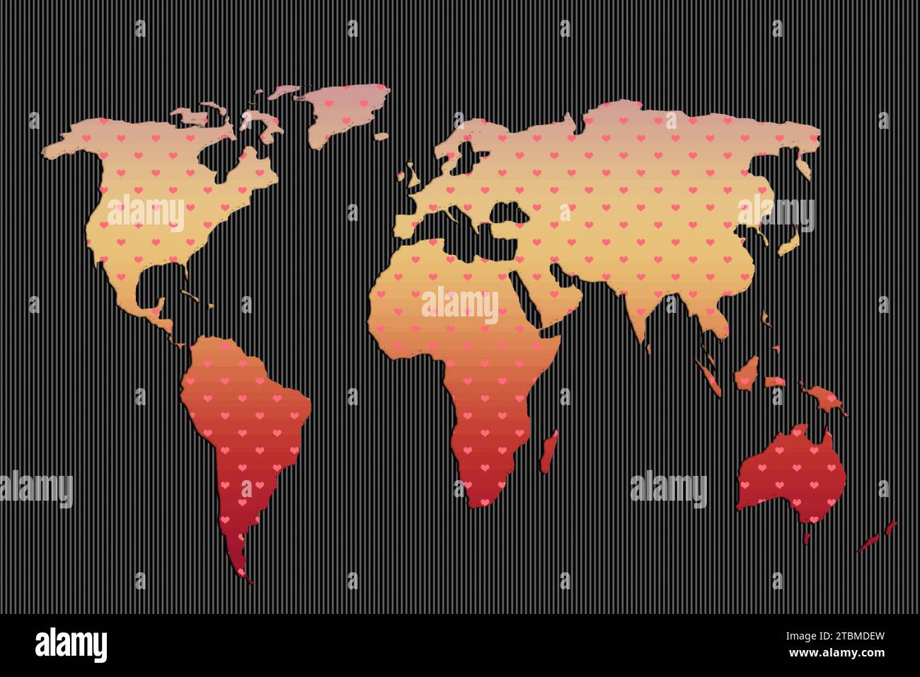 World map design with heart pattern. Earth with continents. Map of ...