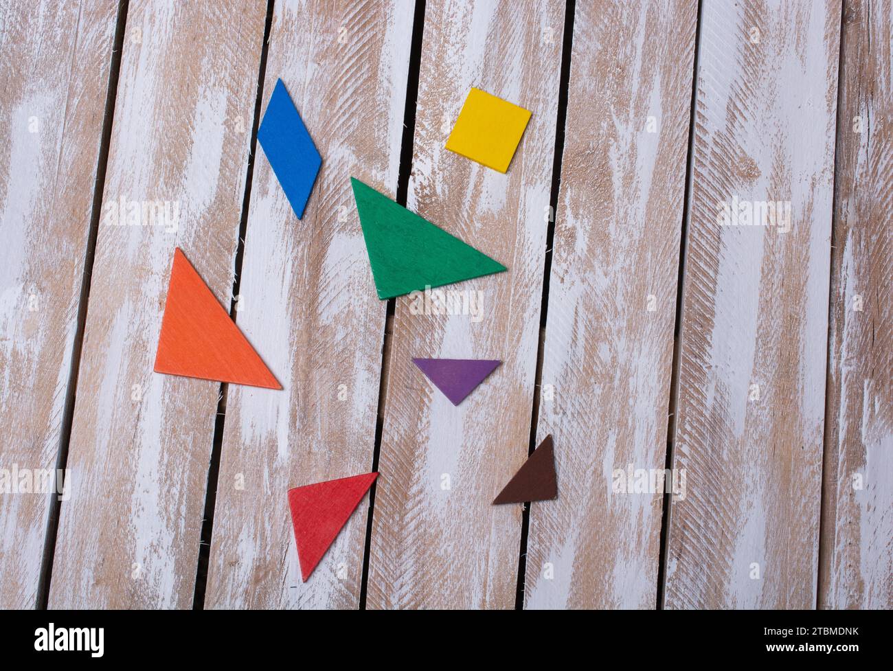 Concept of creative logical thinking. Different colorful wooden blocks ...