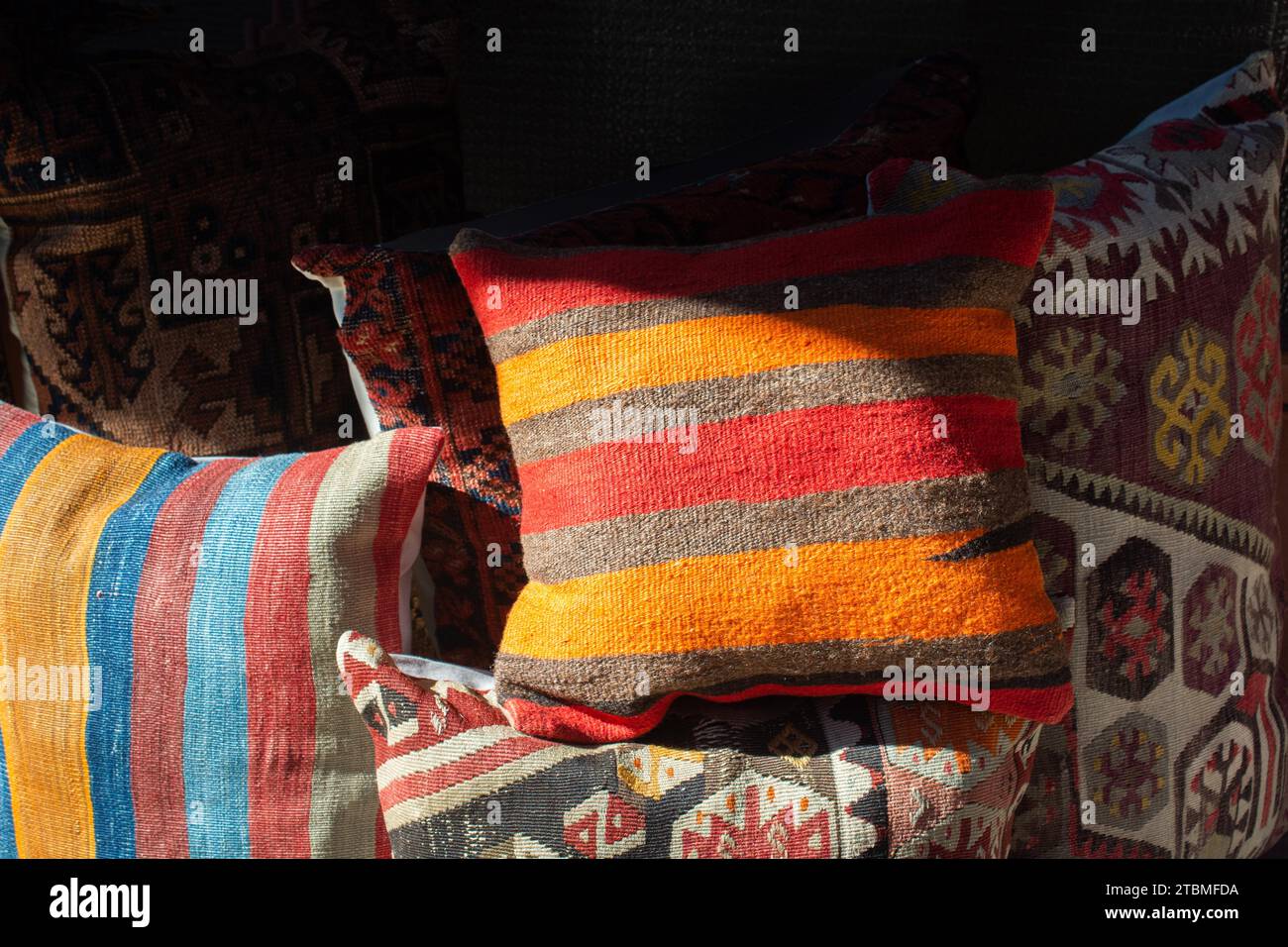 Traditional Turkish handmade colorful natural fabric pillows Stock ...