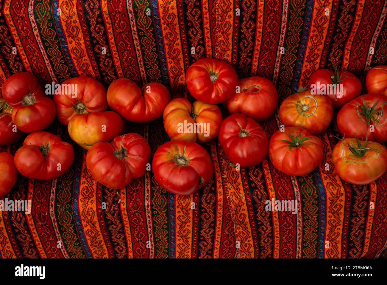 Fresh red tomato at grocery store for food backgrounds concept Stock ...
