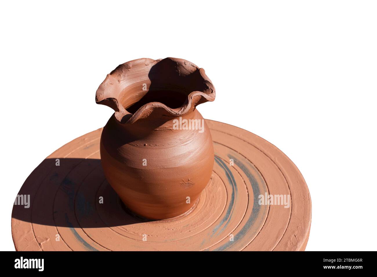 Making ceramic pot.Pottery workshop outside. Clay pottery textured ...