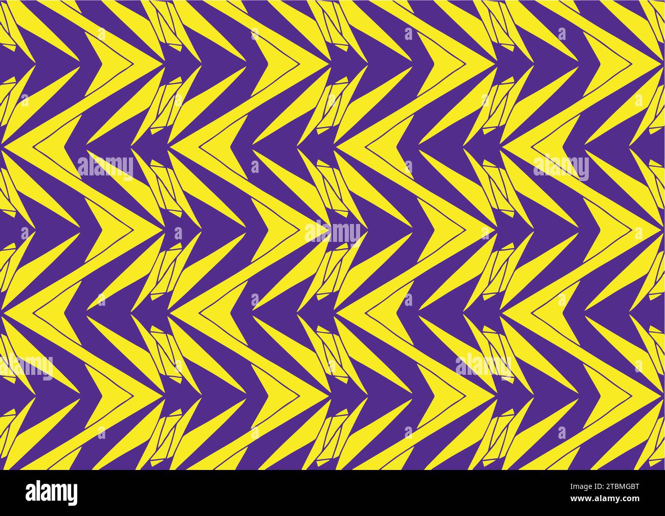 A seamless repeating pattern of purple and yellow chevrons on a white ...