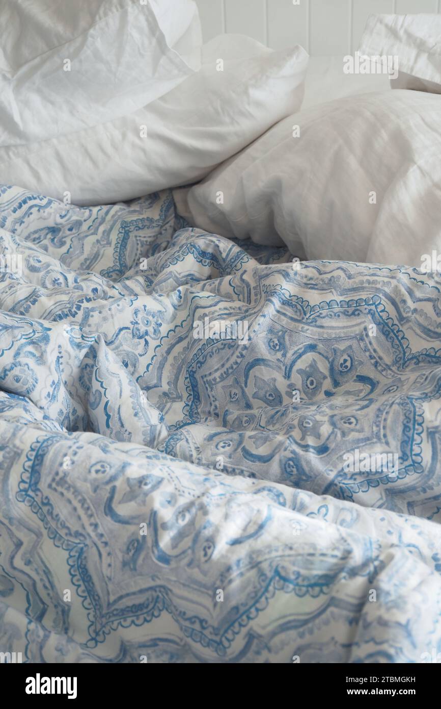 messy bed in early morning , messy bed after waking up Stock Photo - Alamy